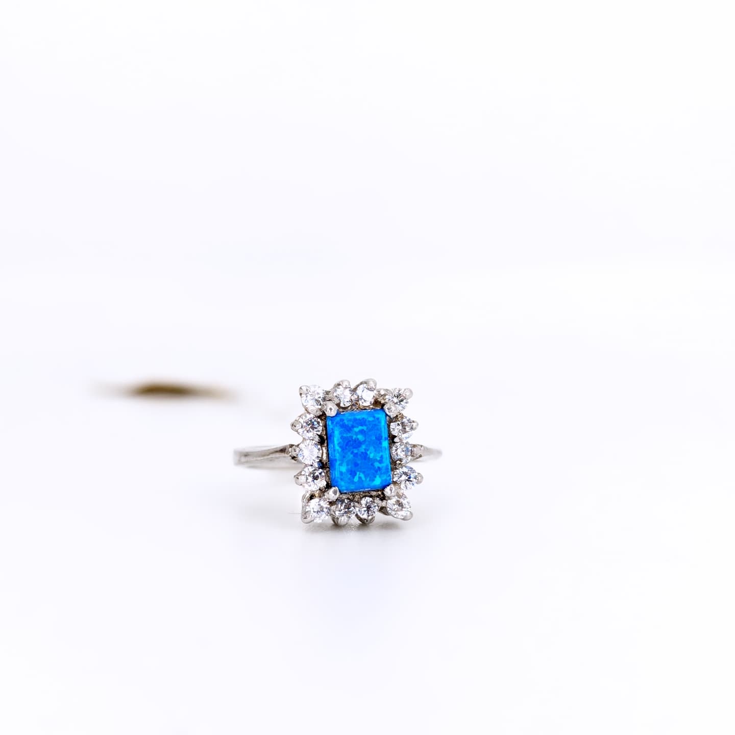 Square Blue Opal Ring - Silver Desire