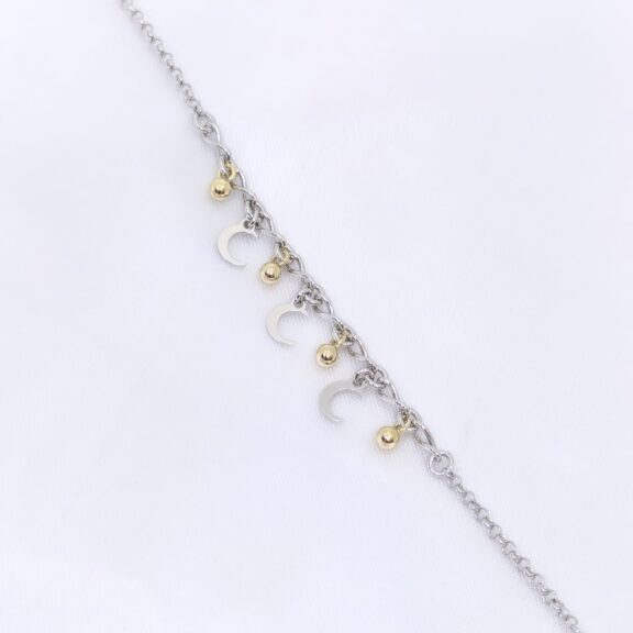 Golden Half Moon Silver Bracelet - Silver Desire